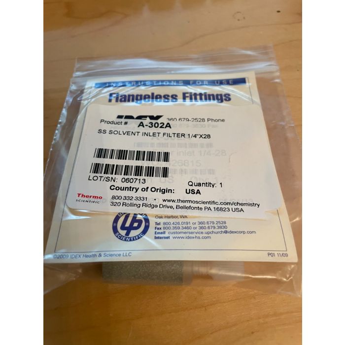 New Thermo SOLVENT inlet FILTER A-302A 1/4"X28 flangeless HPLC LC reservoir